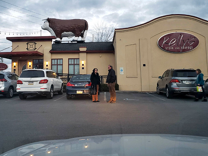 You can't miss Kelly's &ndash; just look for the giant cow on the roof! This charming Boalsburg institution promises carnivorous delights beneath its distinctive curved fa&ccedil;ade.