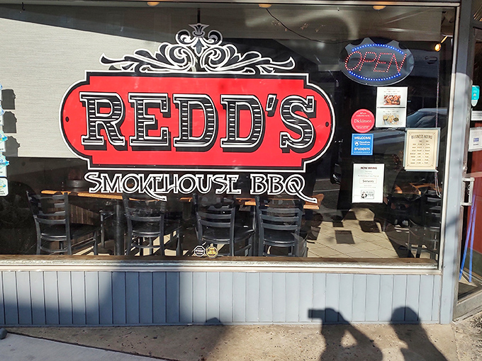 That bold red sign isn't just for show &ndash; it's a beacon of BBQ excellence that locals follow like sailors to a lighthouse of smoky deliciousness.