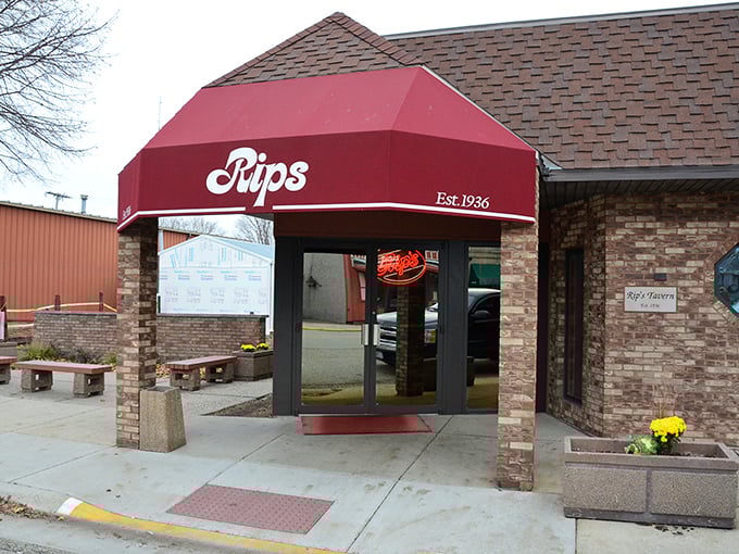 The iconic red awning of Rip's Tavern stands as a beacon of fried chicken perfection in tiny Ladd, Illinois&mdash;a pilgrimage site disguised as a neighborhood tavern.