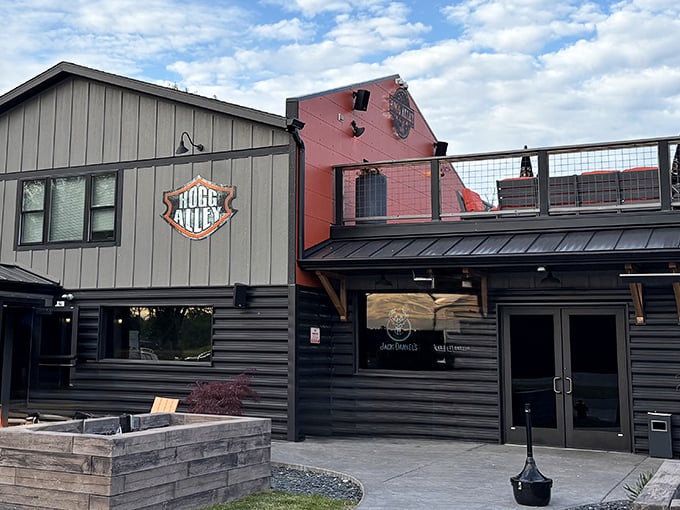 The architectural mullet: business in the front, party on the rooftop. Stolley's gray-and-red exterior promises Wisconsin comfort without the pretense.