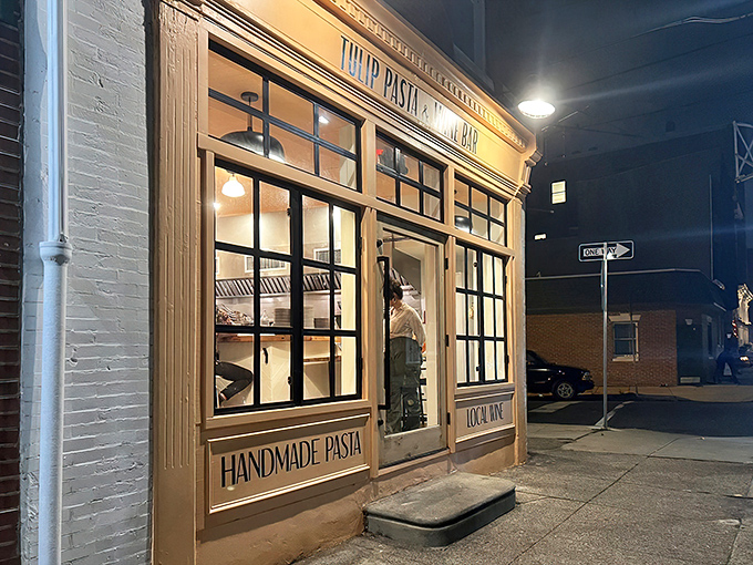 As night falls, this cozy pasta haven glows with invitation &ndash; the kind of place where memorable meals and conversations are born.