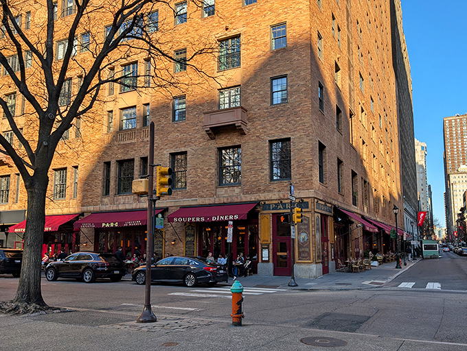Parc's iconic corner entrance on Rittenhouse Square beckons like a Parisian postcard come to life. Those red awnings aren't just decoration&mdash;they're a promise of deliciousness within.