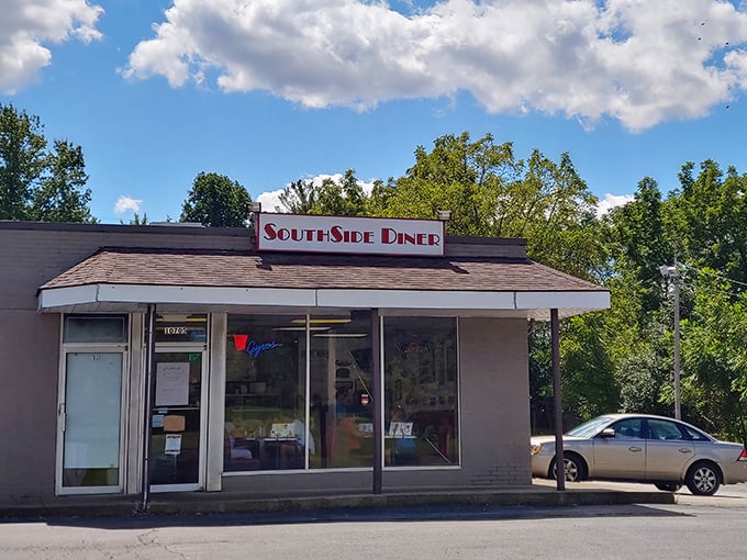 The unassuming exterior of Southside Diner in Parma hides culinary treasures within. Like finding a diamond in your breakfast potatoes!