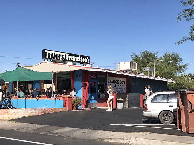 Frank's exterior proves that culinary treasures often hide behind the most unassuming facades in Tucson.
