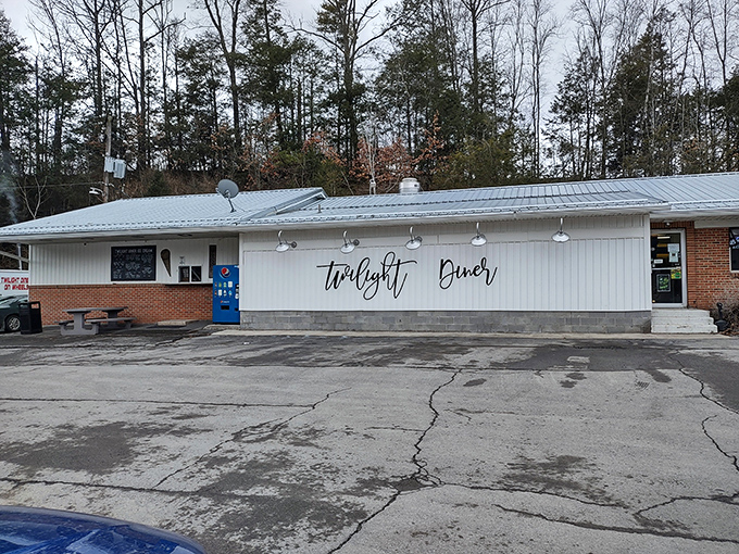 Morning light bathes the Twilight Diner's fa&ccedil;ade, where the promise of homestyle cooking beckons travelers and locals alike. Worth every mile of the journey.