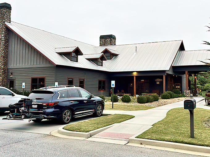 A second view reveals Saskatoon's lodge-inspired architecture, where rustic charm meets fine dining. The Aspen ski lodge's sophisticated Southern cousin.