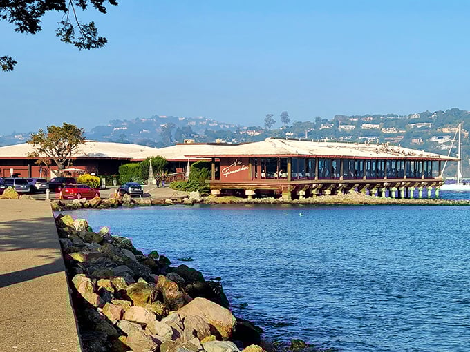 From this angle, you can see why locals call it "that restaurant on the water" &ndash; because it's literally ON the water, with the bay lapping beneath your feet.