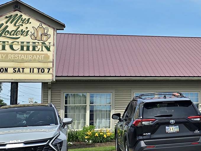 The modest exterior of Mrs. Yoder's Kitchen belies the culinary treasures within. Like finding Shakespeare writing in a garden shed.