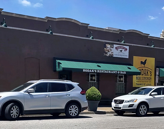 The unassuming exterior of Hodak's hides culinary treasures within—like finding a Picasso at a yard sale. That yellow "BEST CHICKEN" sign? Truth in advertising.