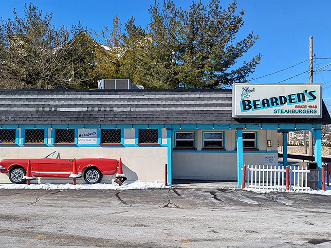 The turquoise-trimmed time capsule that is Bearden's stands proudly on Detroit Road, complete with that charming vintage car that's practically part of the architecture.