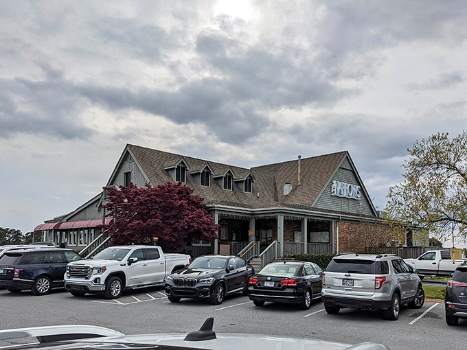 The Narrows stands proudly against Maryland's moody skies, a beacon for crab cake pilgrims who know that great seafood is worth the journey.
