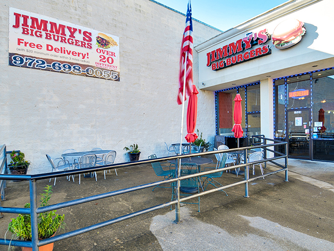The unassuming storefront of Jimmy's Big Burgers beckons with its bright red sign &ndash; proof that culinary treasures often hide in plain sight.