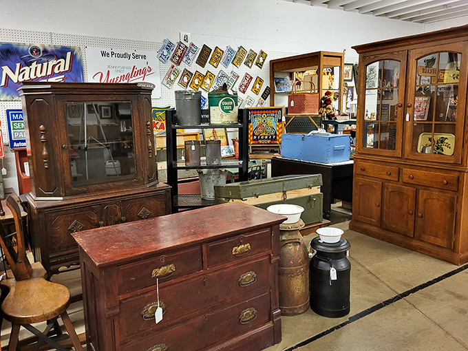 Antique furniture tells stories without saying a word. This collection of wooden treasures waits patiently for someone to give them a second act in a new home.