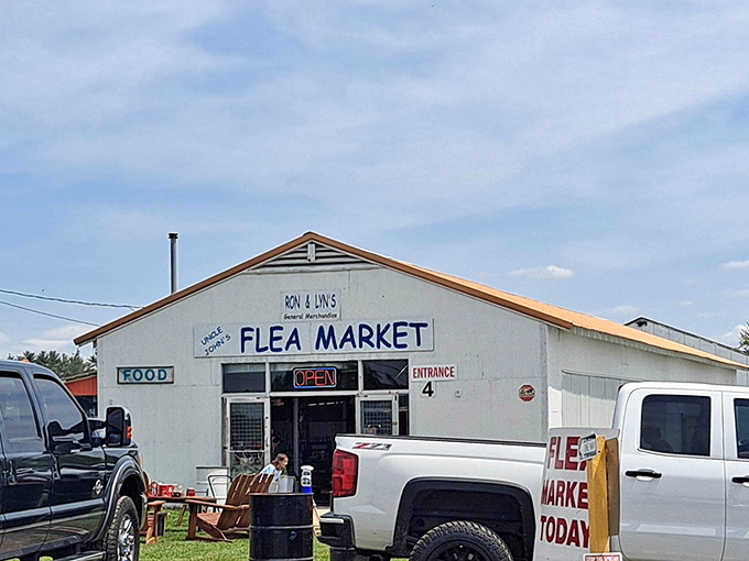 The unassuming entrance to Uncle John's Flea Market belies the wonderland of treasures waiting inside. Bargain hunters, your mothership has landed.