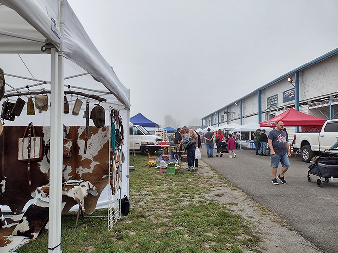 Shoppers at Pulaski County Flea Market beam with excitement as they uncover treasures at every turn, like poker players revealing a royal flush with pure delight.