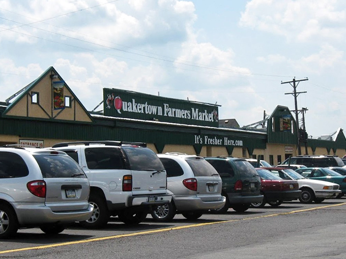 The iconic green-roofed facade of Q-Mart welcomes treasure hunters with its promise of "It's Fresher Here" &ndash; a Pennsylvania institution hiding in plain sight.