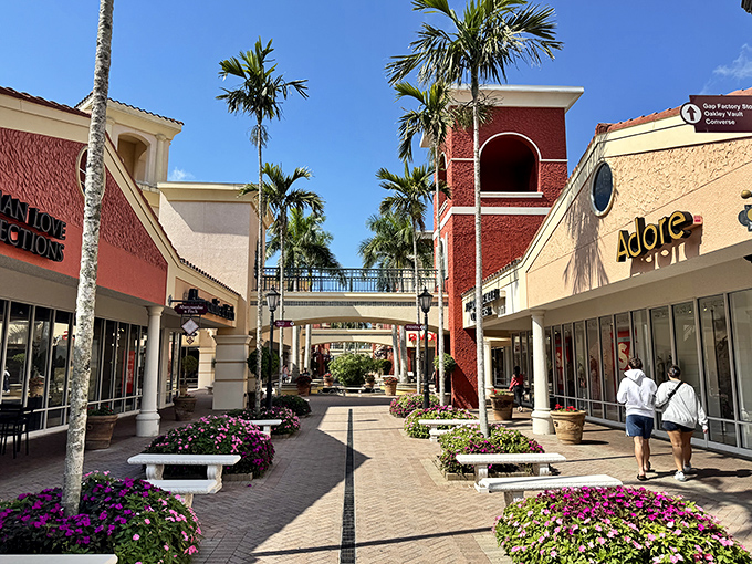 Mediterranean-inspired architecture creates a shopping oasis at Miromar Outlets, where palm trees and bargains flourish in equal measure.