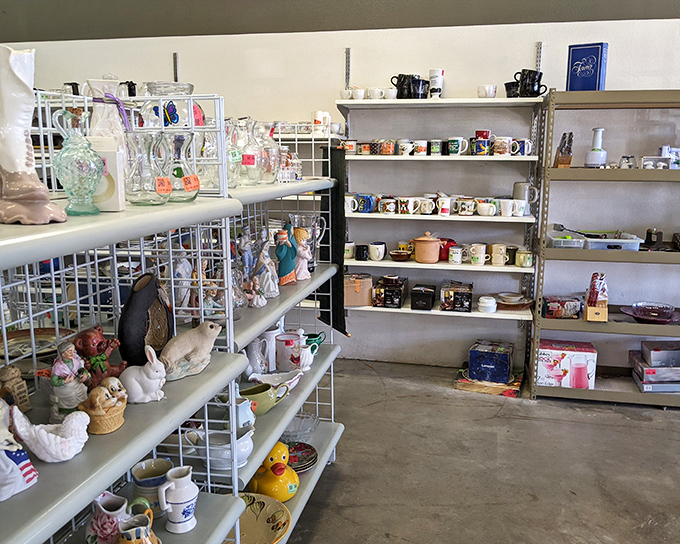 The unassuming storefront of Angel View Resale Store beckons with its cheerful signage, promising treasures within that won't break your desert-parched wallet.