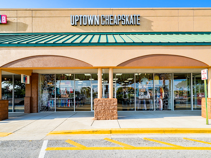 The inviting storefront of Uptown Cheapskate in Brandon beckons with its promise of fashion treasures without the retail markup.