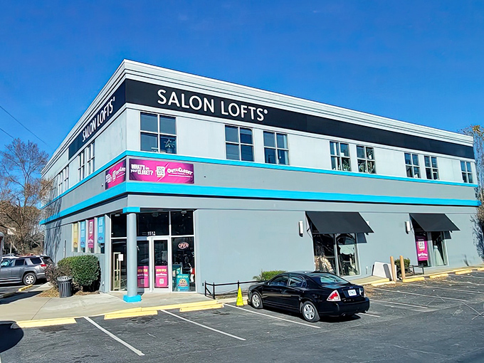 Impossible to miss with its vibrant pink and turquoise exterior, Out of the Closet announces its presence like the life of the party arriving fashionably early.