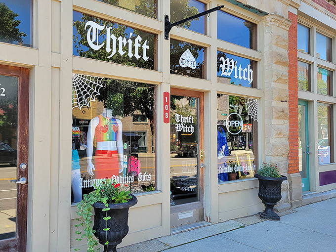 The gothic lettering and spider web decor aren't just for show&mdash;they're a promise that what awaits inside Thrift Witch transcends ordinary secondhand shopping.