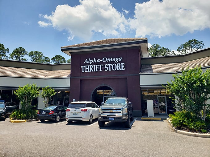 Sunshine and second chances—Alpha-Omega's welcoming entrance promises treasure hunting under Florida's brilliant blue skies.