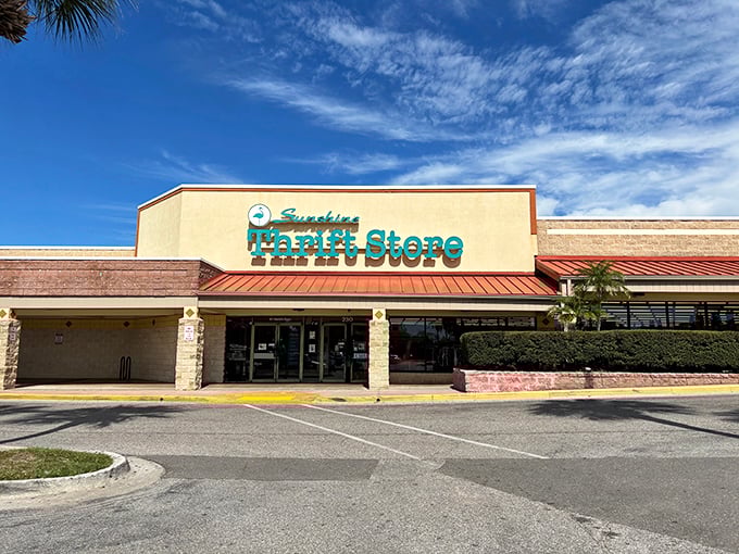 Like a beacon calling to bargain hunters everywhere, this cheerful storefront promises adventures inside.