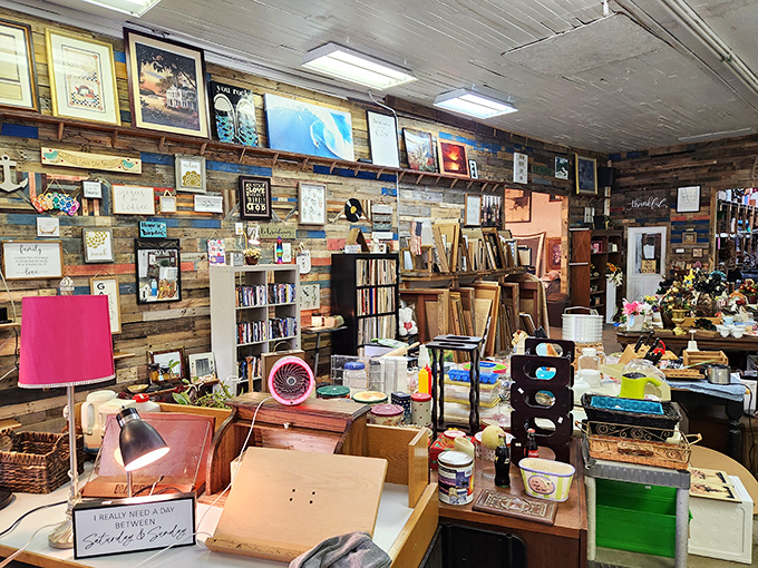 Every corner tells a story at Waypoint, where inspirational art meets practical treasures. That pink lampshade might just be the unexpected pop of color your living room needs!