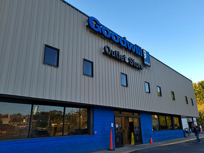 The unassuming exterior hides a treasure trove within. Like finding a speakeasy in plain sight, this bargain hunter's paradise awaits the curious and thrifty. 