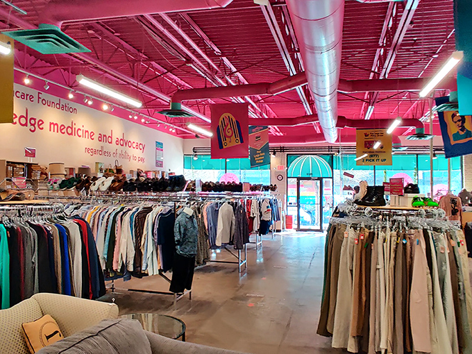 Racks upon racks of fashion treasures await under bright lights and high ceilings. This isn't your grandmother's thrift store&mdash;unless your grandmother was extraordinarily cool.