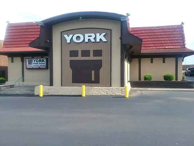 Another angle reveals York's distinctive castle-like facade&mdash;architectural proof that sometimes the most memorable dining experiences hide behind modest exteriors.