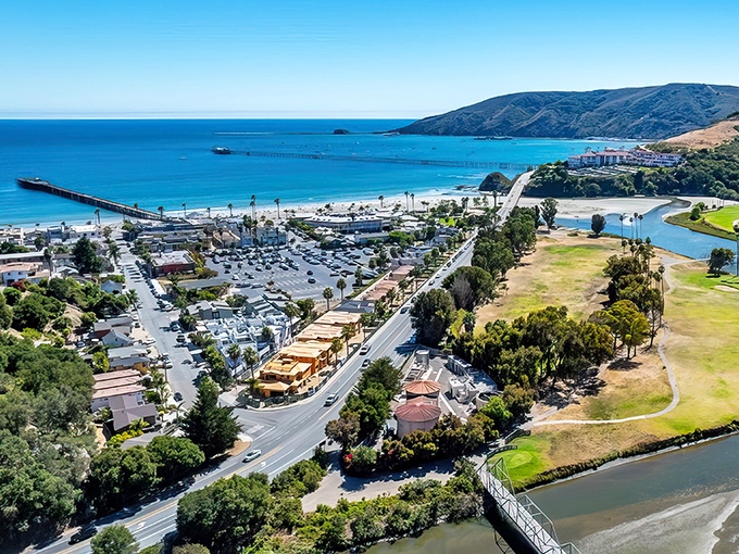 Avila Beach from above &ndash; a postcard come to life. That protected bay creates a microclimate so perfect it feels like Mother Nature's favorite child.