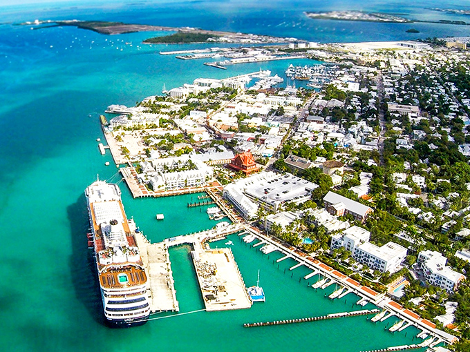 Downtown Key West from above &ndash; where cruise ships dock and visitors discover that paradise isn't just a Jimmy Buffett song, it's a real place.