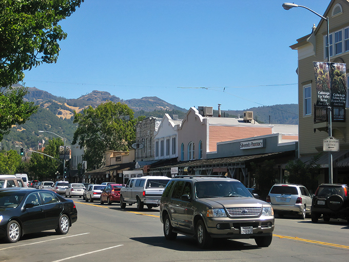 Lincoln Avenue stretches toward the mountains like a welcome mat to paradise. Calistoga's main drag invites you to slow down and savor small-town charm.