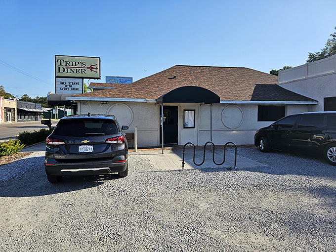 The modest exterior of Trip&rsquo;s Diner proves that true Florida gems don&rsquo;t need flash&mdash;just hearty comfort food that keeps you coming back.