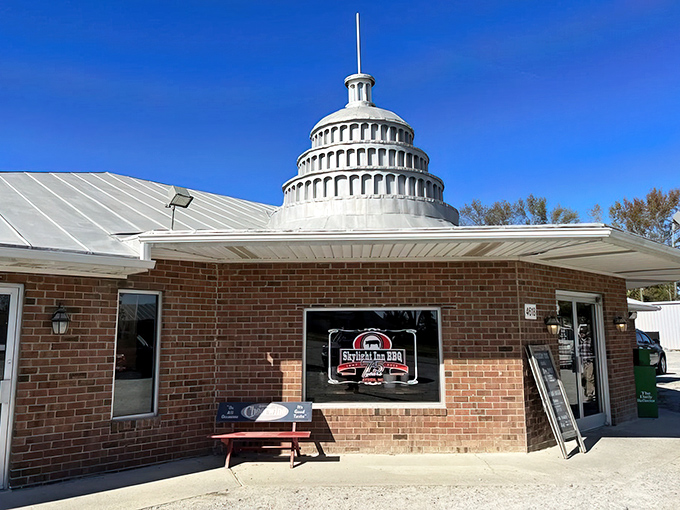 The Capitol dome crowning Skylight Inn isn't just architectural whimsy&mdash;it's a declaration of barbecue sovereignty that says "the pork stops here."