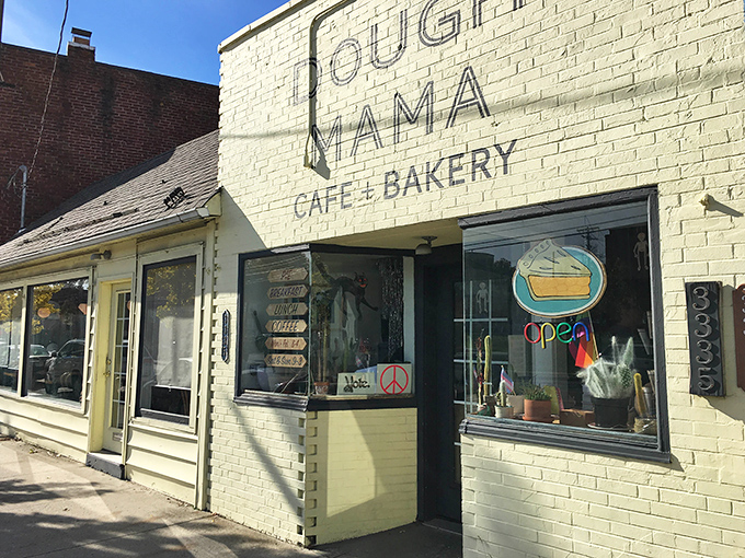 The unassuming white brick exterior of Dough Mama hides culinary treasures within, like finding a diamond in your grandmother's cookie jar.