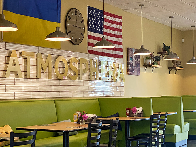 The unassuming storefront hides culinary treasures within. Like finding a Picasso at a yard sale, Atmosphera's exterior belies the delights inside.