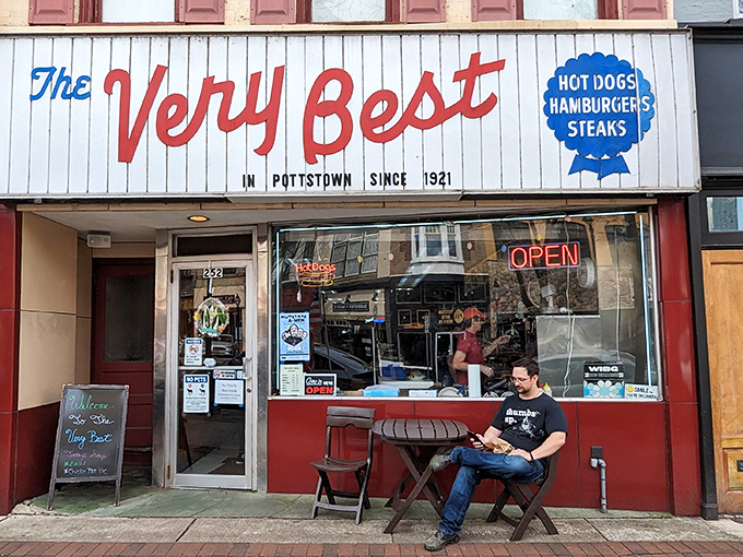 The iconic storefront of The Very Best, standing proudly in Pottstown since 1921. Simple, unpretentious, and promising exactly what the name suggests.