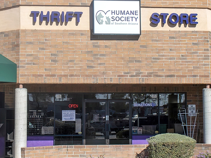 The unassuming exterior of treasure-hunting paradise. Behind these brick walls and green awnings, bargain magic awaits the patient explorer.