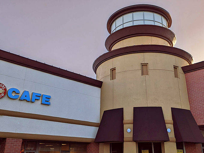 The lighthouse-inspired tower makes Hungry Hollow stand out like a breakfast beacon. Who knew culinary salvation could be found next to a strip mall?