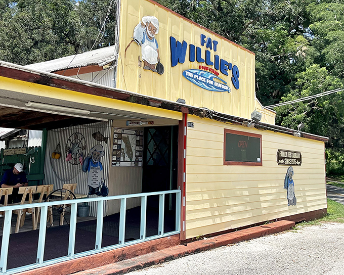 Like finding a treasure map in your attic, Fat Willie's weathered sign and humble entrance hide culinary gold that locals have been quietly enjoying for decades.