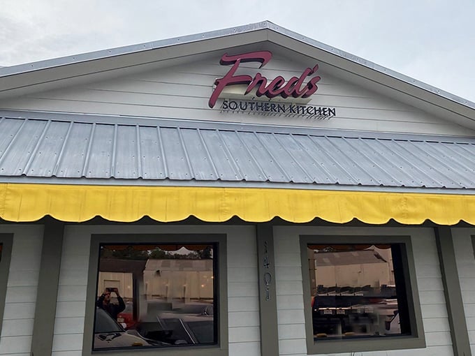 The signature "Fred's Southern Kitchen" sign promises what lies within &ndash; authentic Southern cooking that doesn't need fancy frills to impress.
