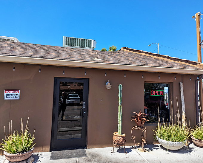 The unassuming exterior of Fry Bread House proves once again that culinary treasures often hide in plain sight. Desert landscaping and a simple entrance belie the James Beard Award-winning delights within.