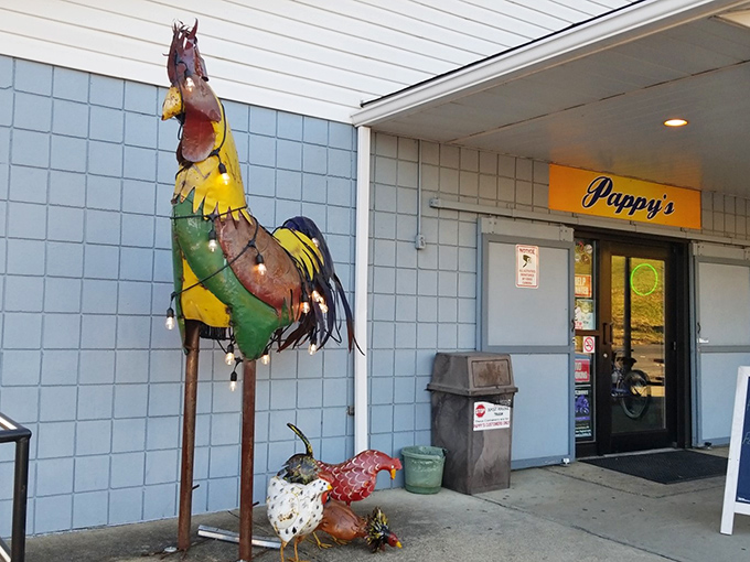 That colorful metal rooster isn't just decoration—it's a sentinel guarding the gateway to hoagie heaven. Consider it Pennsylvania's version of the Sphinx.
