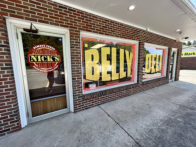 Bold yellow letters against brick practically scream "HUNGRY PEOPLE, ENTER HERE!" Nick's exterior promises what every great deli should: satisfaction without pretension.