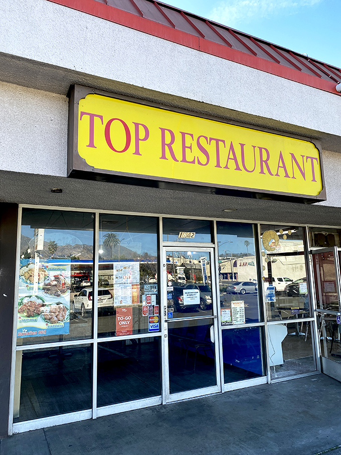 The bright yellow sign beckons like a culinary lighthouse in a sea of Pasadena strip malls. Simplicity that promises authenticity.