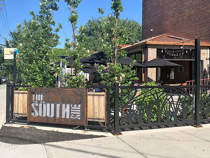 That weathered metal sign isn't just decoration &ndash; it's a promise of authentic comfort food waiting inside.