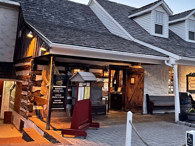 History stands proudly at twilight, as the Dobbin House's fieldstone facade glows with centuries of stories and the promise of a memorable meal ahead.