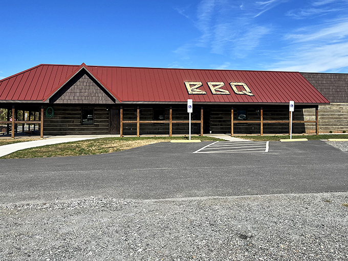 BBQ spelled out in lights that could guide hungry travelers home. Like a barbecue lighthouse for the smoked-meat deprived.